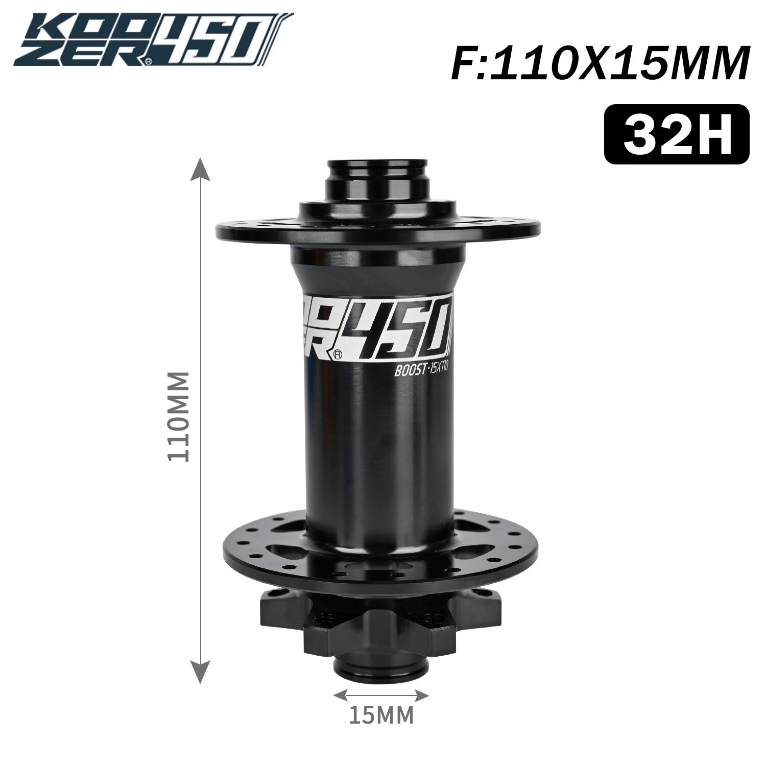 Велосипедная втулка KOOZER 450 BOOST 6 пальцев Черный, 110x15MM 32H BK