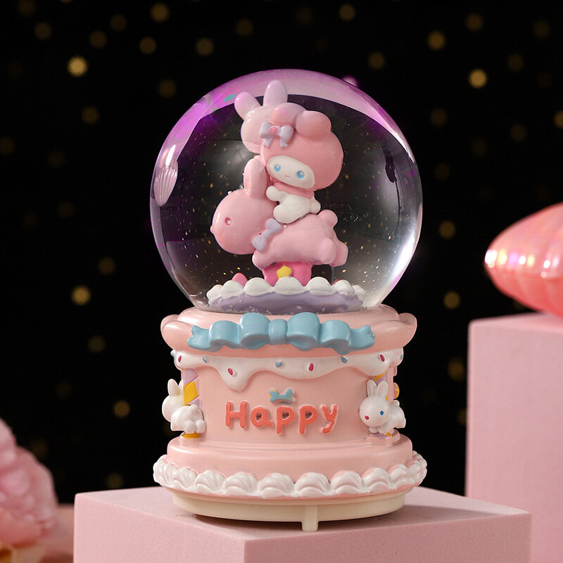Мечтательная девочка, музыкальная шкатулка с кристальным шаром в виде единорога, украшение, музыкальная шкатулка для студентов, снежинка, водяной шар, подарок на день рождения