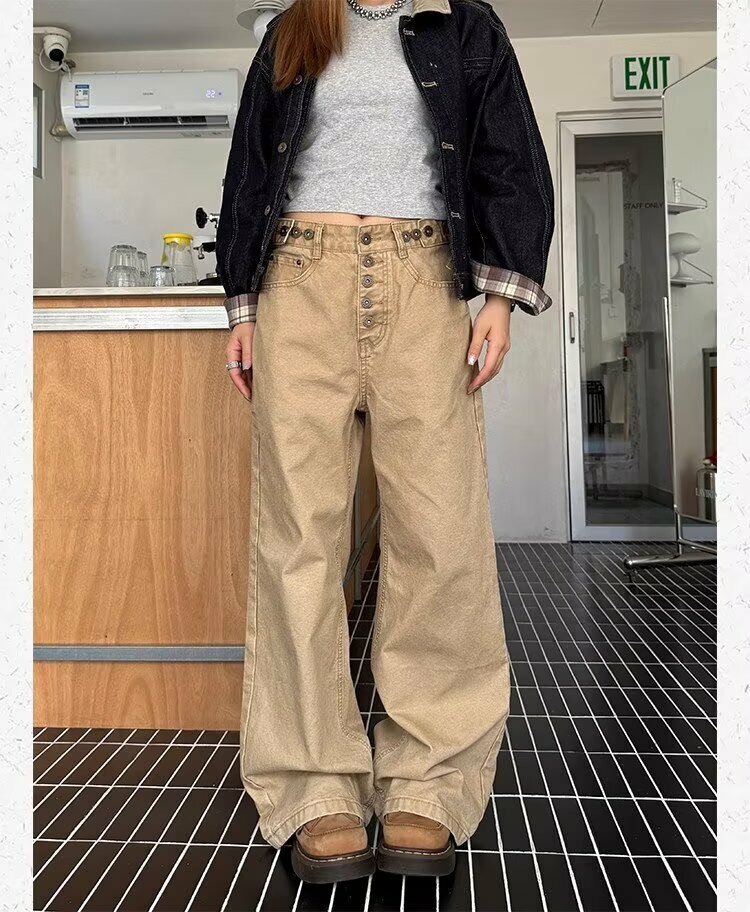 Комфортные ZY Джинсы для брейк-данса Девушки Устойчивые Просторные Эластичные хлопковые, Размер_S