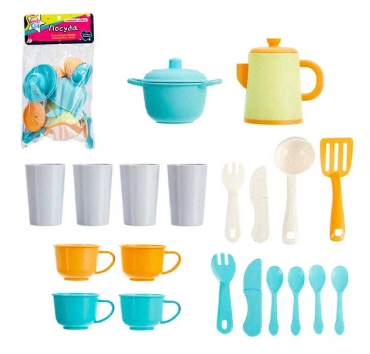 Набор Girl's Club Посуда, более 20 элементов, органические материалы