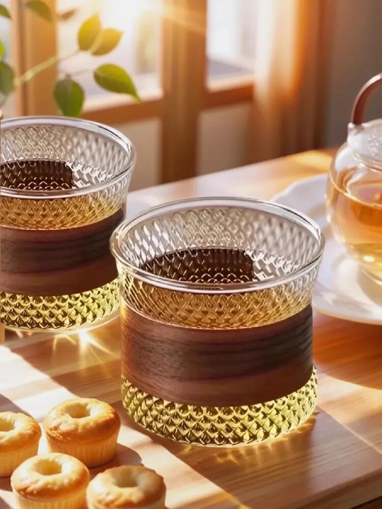 Набор стаканов "Чешуйка", стеклянные, 2 шт, для чая/кофе, 180мл, белые