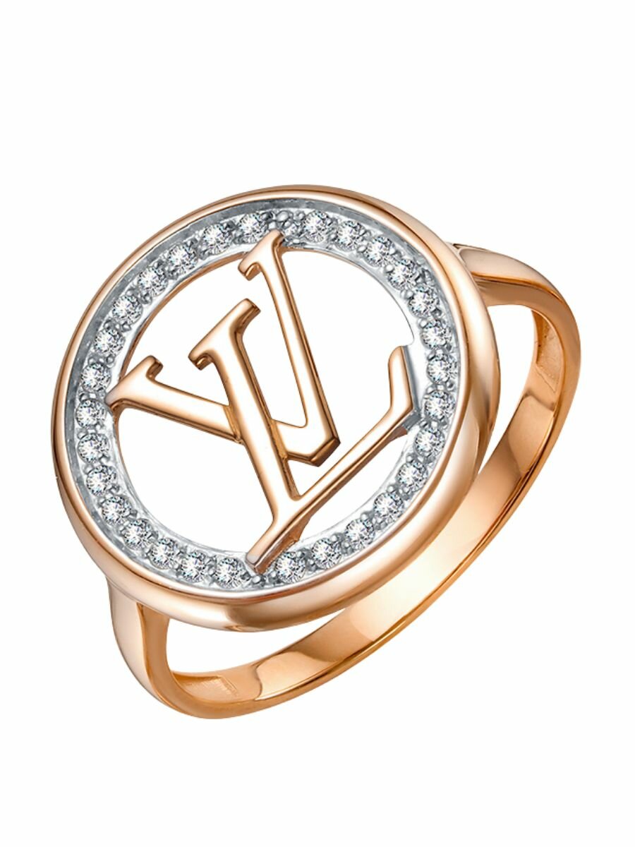 Кольцо широкое, красное золото, 585 проба, родирование