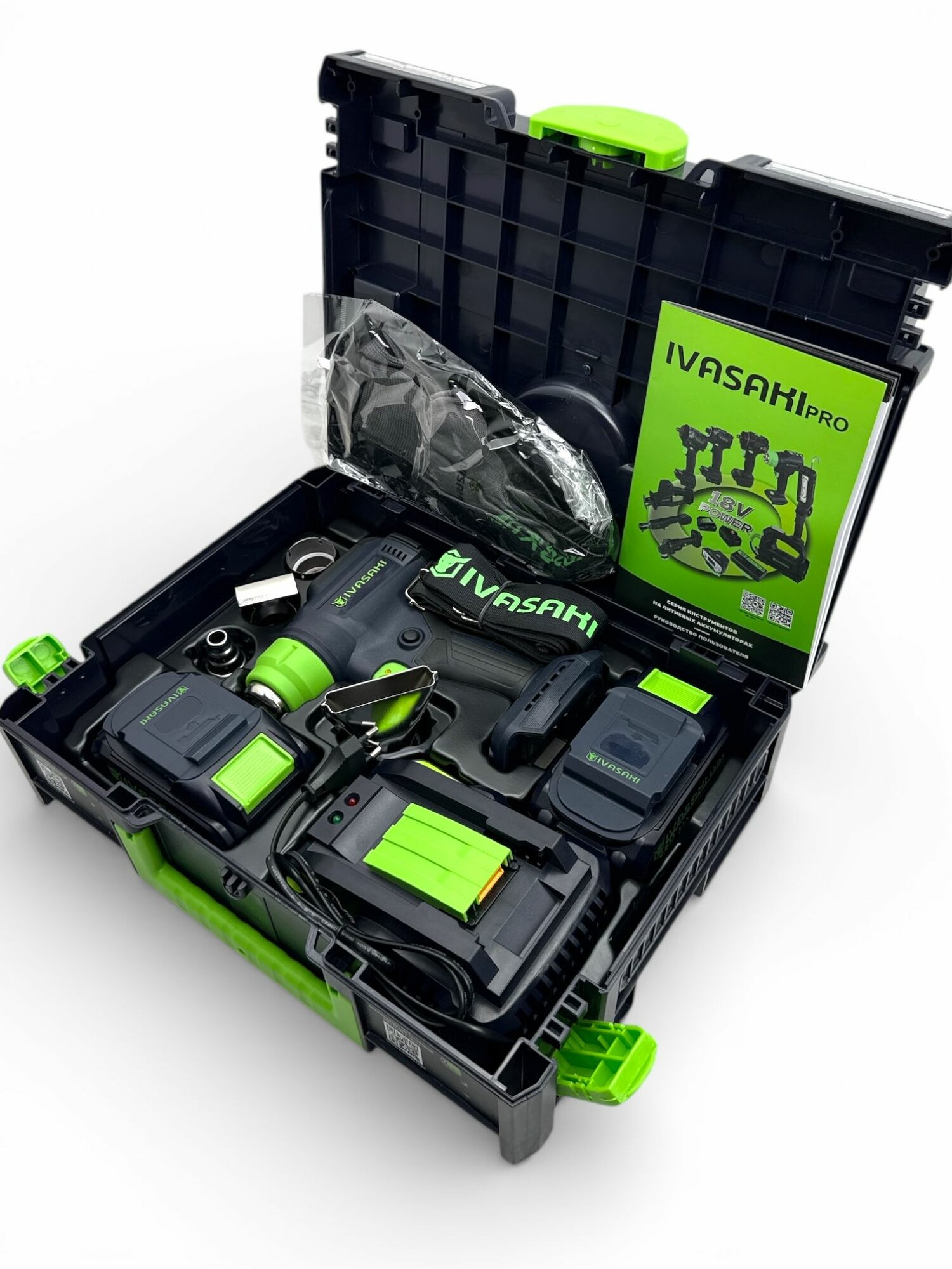 Фен строительный с регулировкой температуры 2АКБ 8ач 1зу 3ач