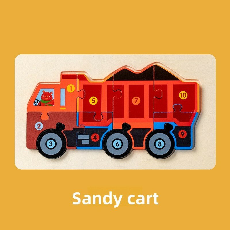 Kids wooden toy construction vehicles puzzle for early education and parentchild bonding sand truck
