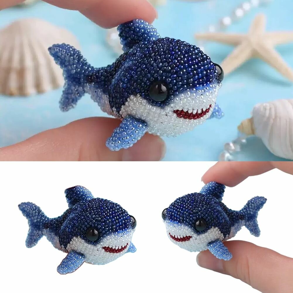 Поделка с акулой для творчества, круглые бусины