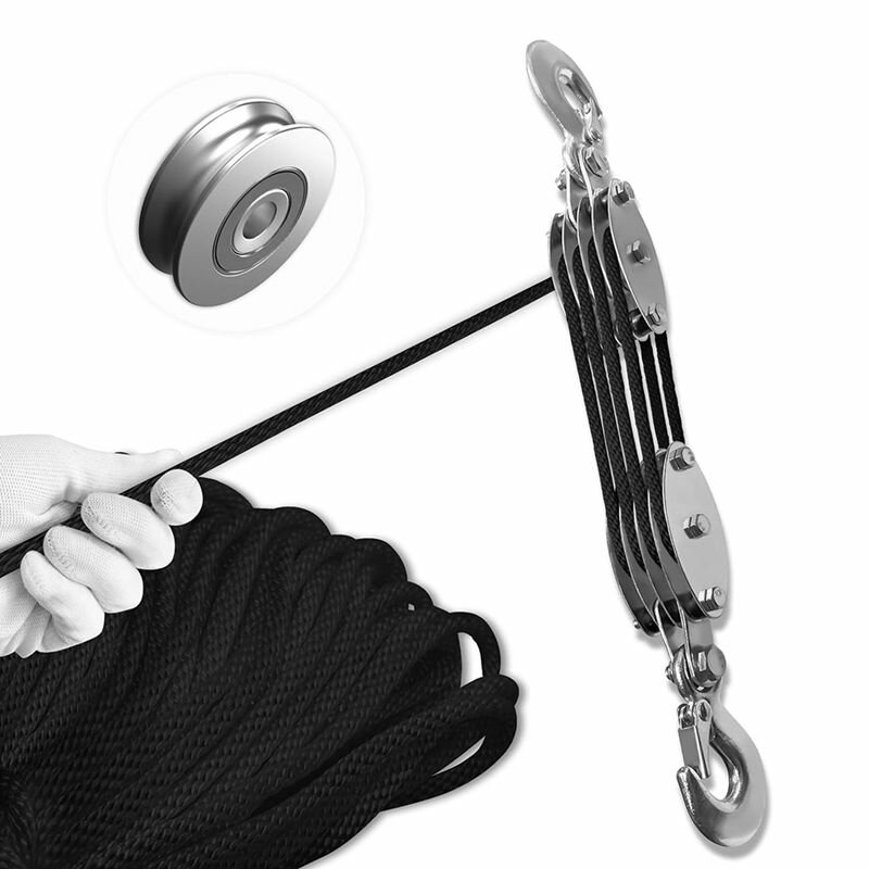 C4Система Полиспаста, 4-Колесная Канатная Таль Черного Цвета