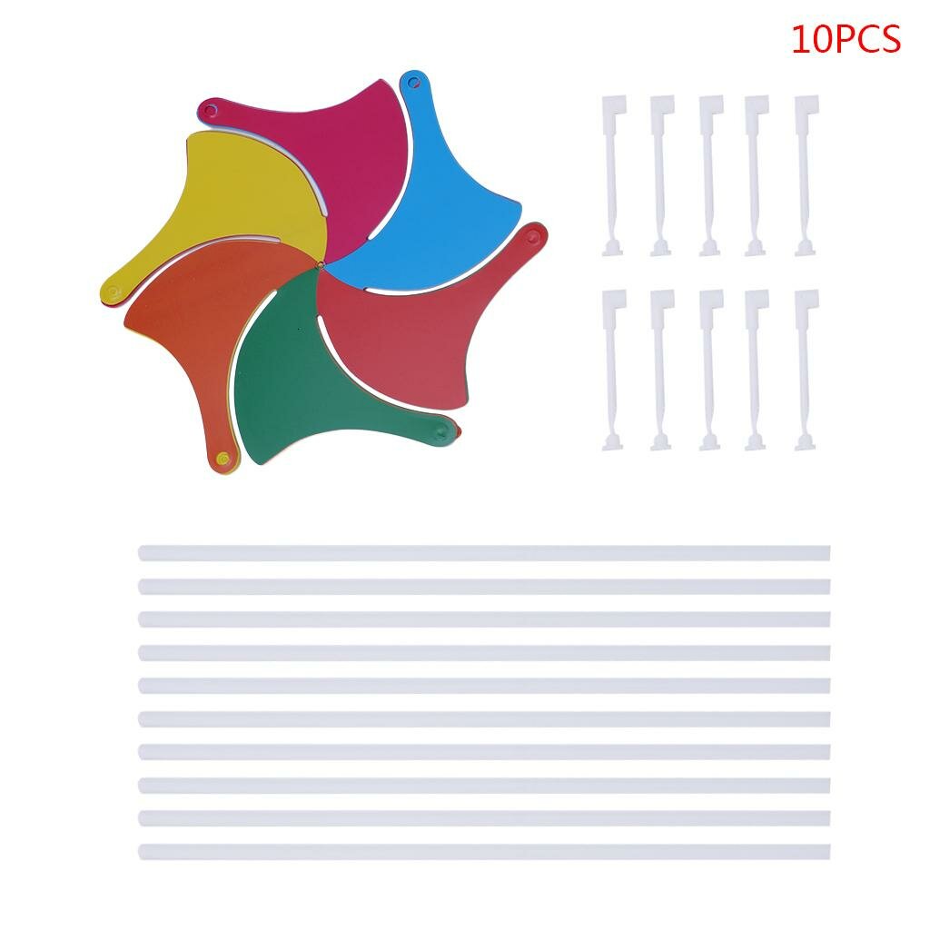 Ветряная мельница-вертушка, 10 шт, 6 листьев 6 цветов 16 см