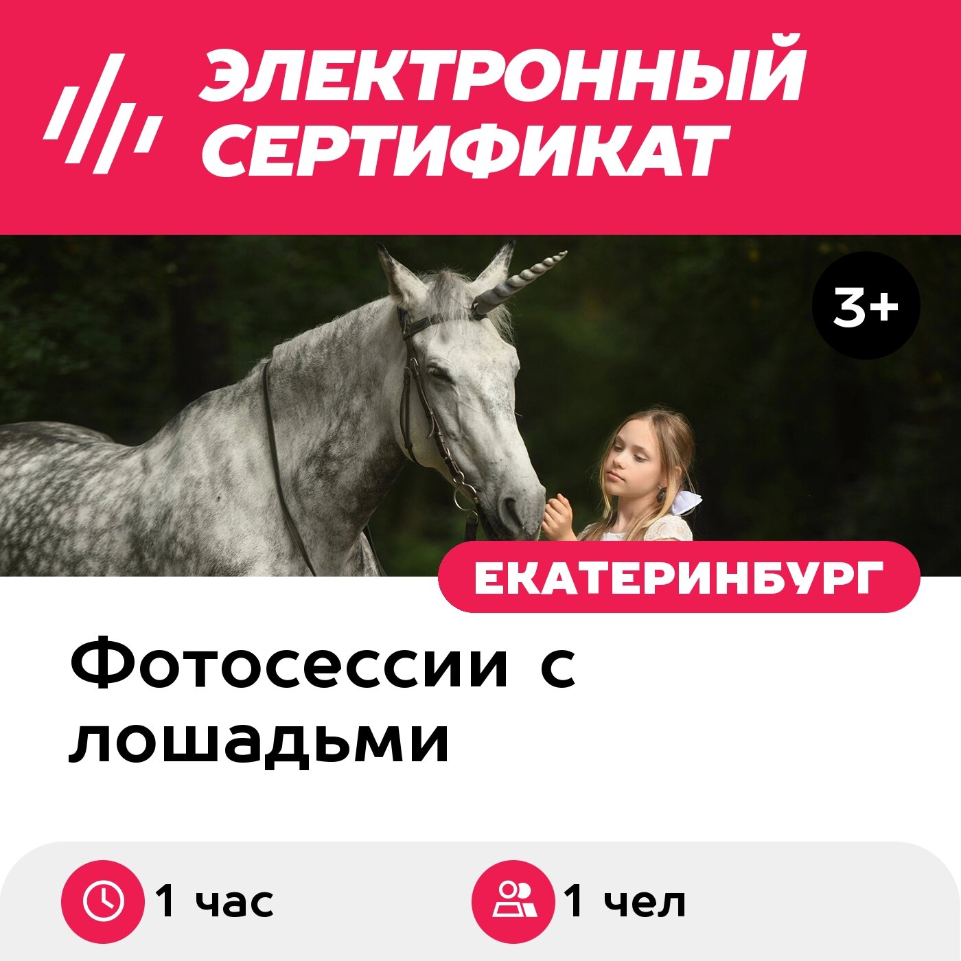 Подарочный сертификат Индивидуальная конная прогулка по лесопарку с фотосессией, 1 чел. (1 час)
