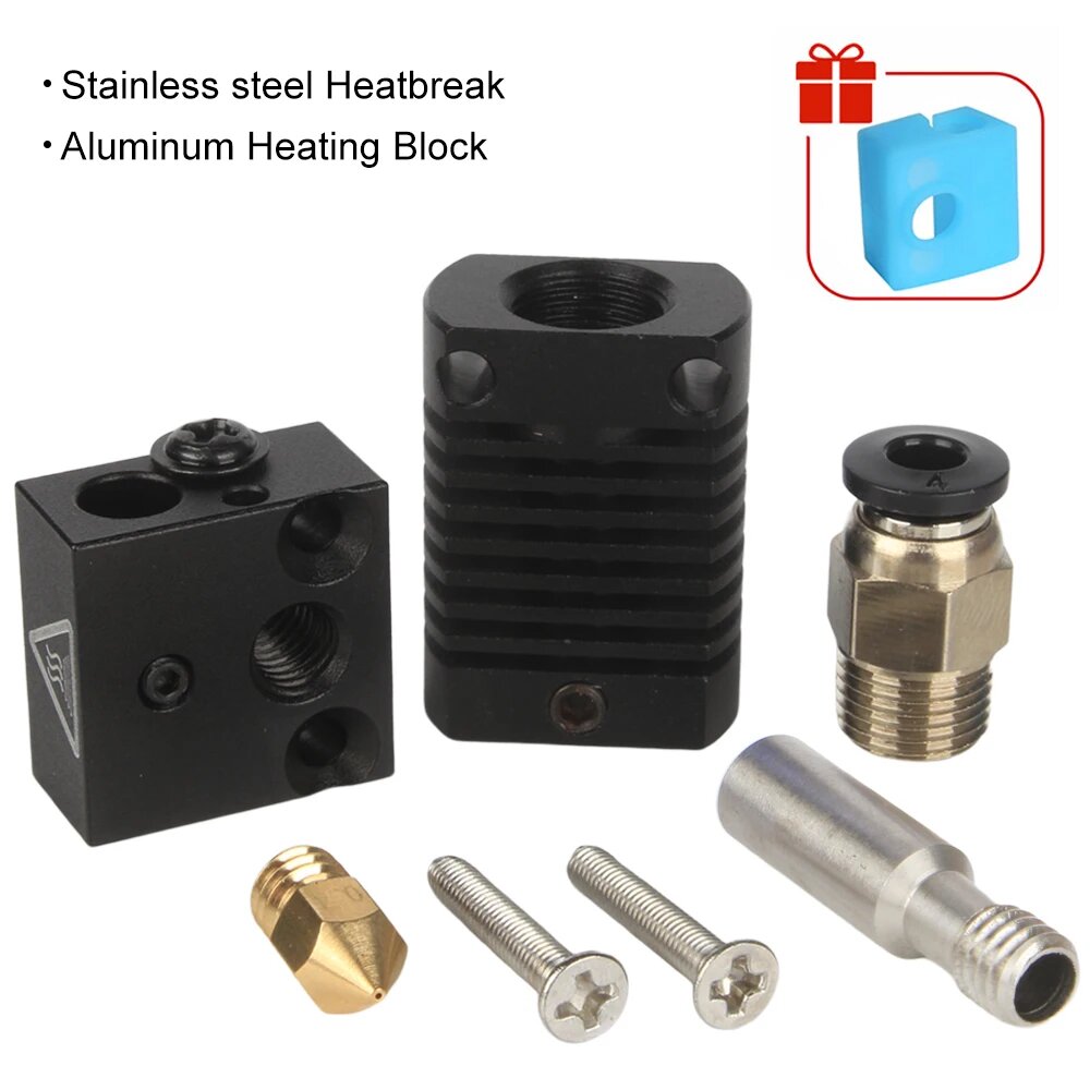 XCR3D MK8 Собранный экструдер Hot End Kit Ender 3 CR10 Принтер 1,75 мм 0,4 мм Сопло Алюминиевый нагревательный блок Аксессуары для 3D-принтеров