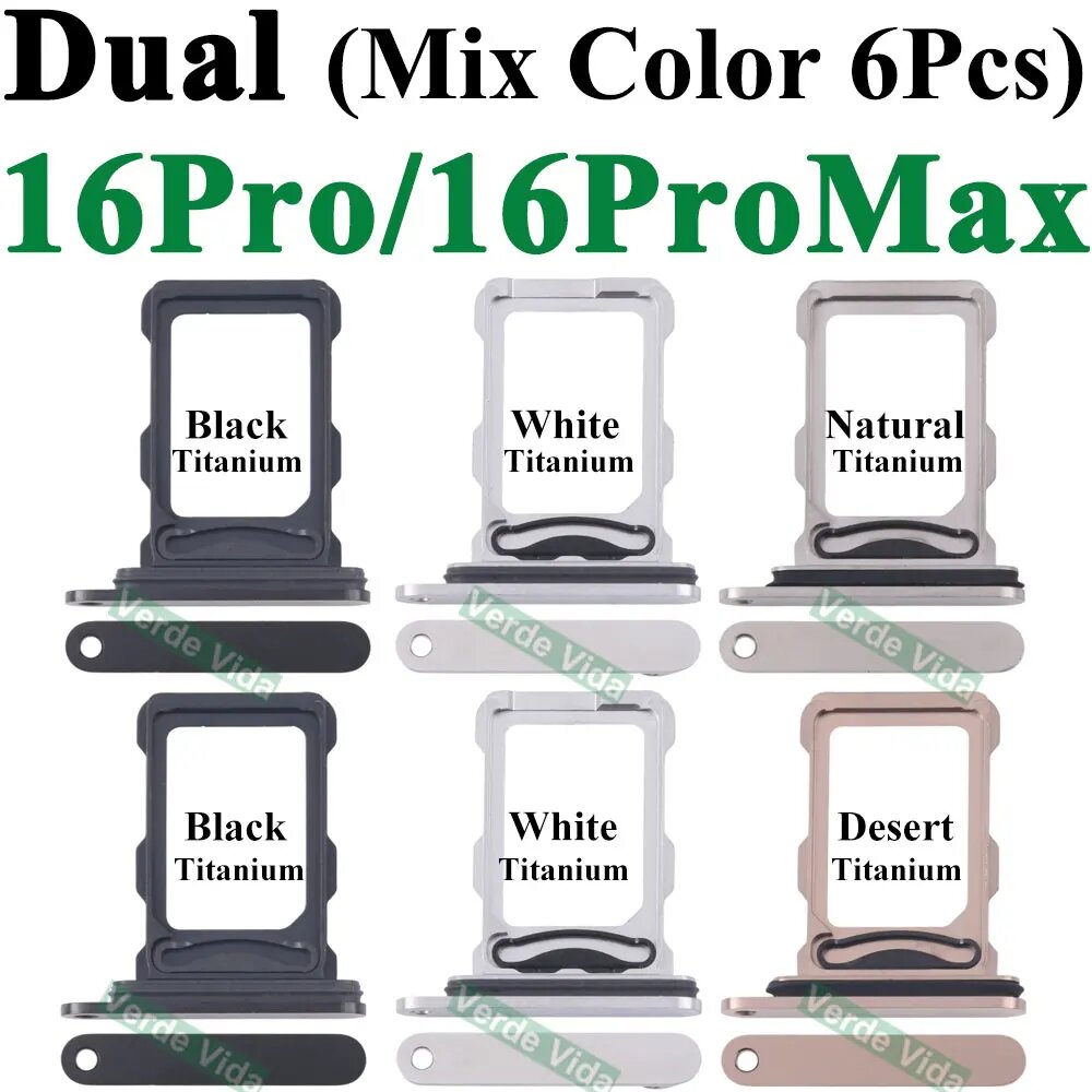 6 шт. для iPhone 13 15 16 14 Pro Max 12 11 14 Plus Держатель лотка для двумя SIM-карт Слот Держатель ящика Лоток для чипов Адаптер для устройства чтения SIM-карт