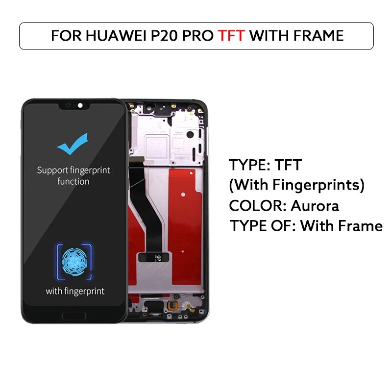 6,1 "OLED для Huawei P20 Pro ЖК-дисплей с цифровым преобразователем сенсорного TFT Aurora Frame