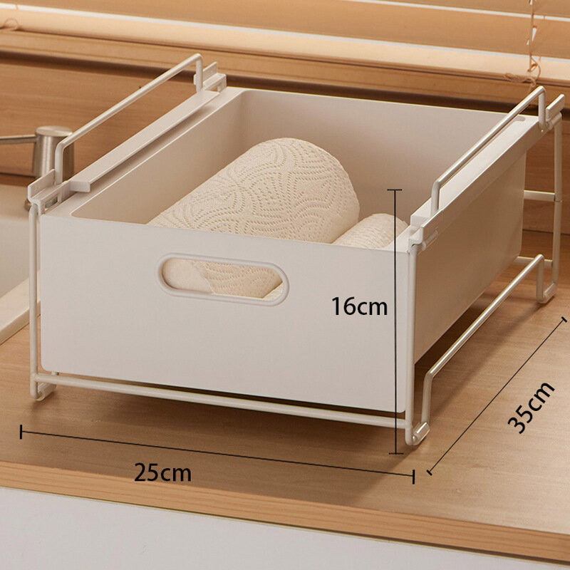 Выдвижная корзина для хранения в шкафу, органайзер для кухни, многоуровневая стеллажная корзина, стекируемая, в стиле ящика, из железного искусства