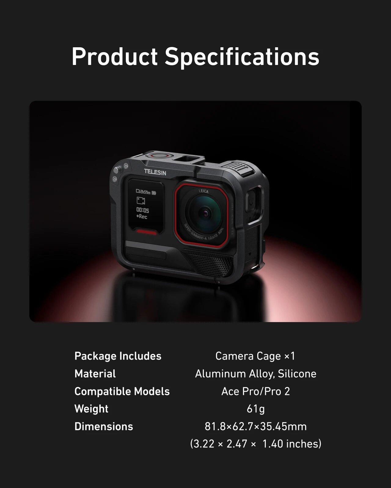 TELESIN Рамка для Insta360 Ace Pro/Ace Pro 2