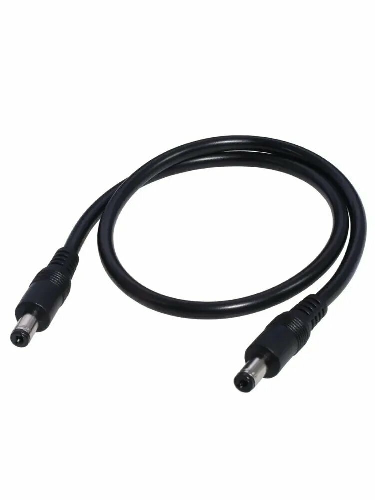 Кабель питания DC 5.5×2.1 мм папа‑папа, усиленный 18AWG, для 12V, штекер DC5521, чёрный, удлинитель