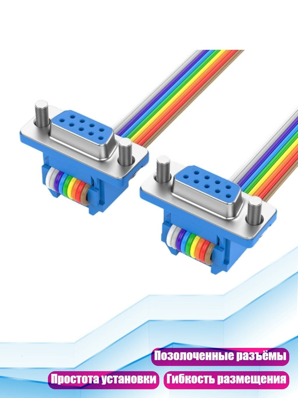 Переходник с кабелем RS232 DB9, мужской на женский, 10m - женщина к женщине