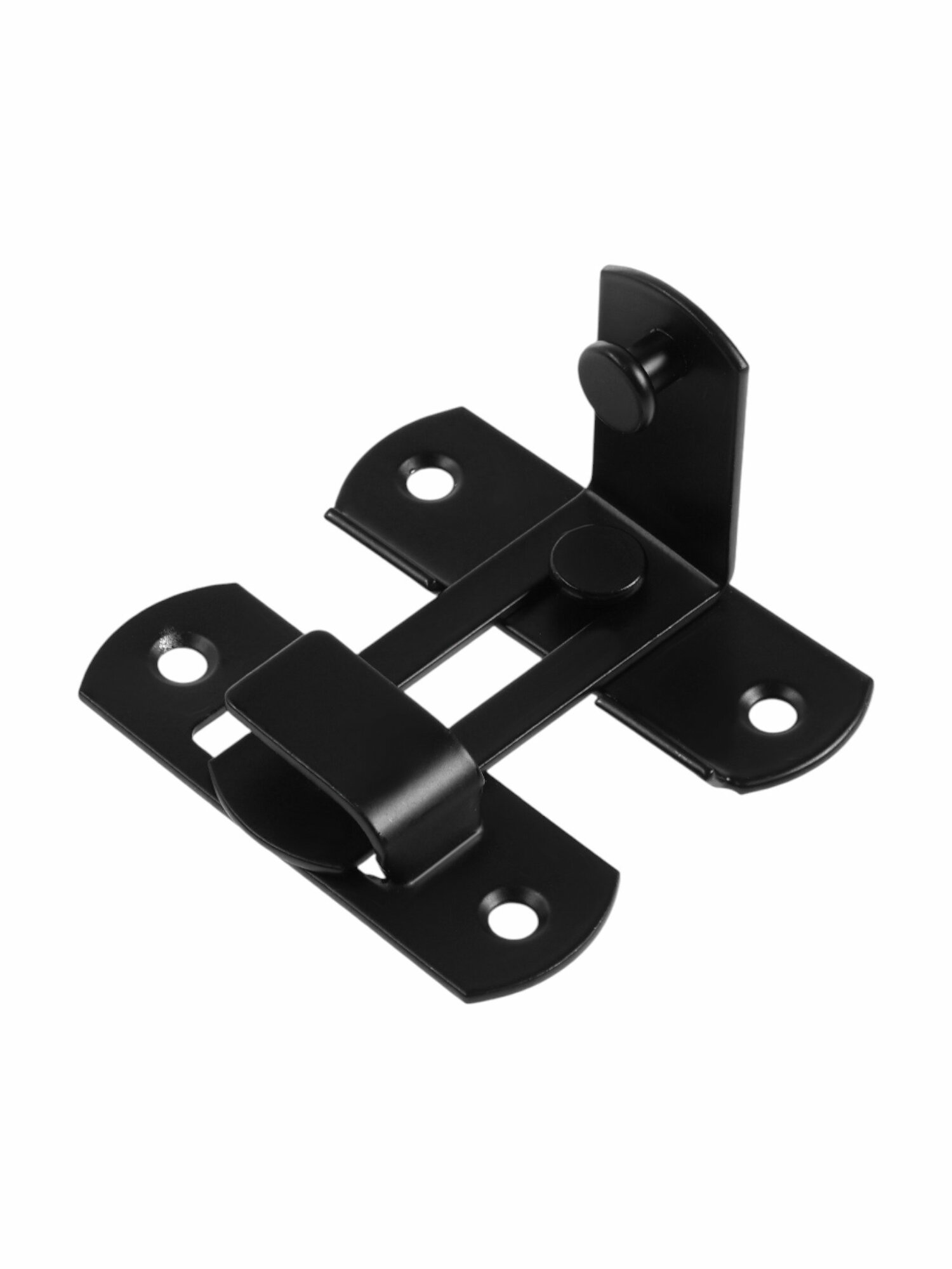 Шпингалет накладной угловой, 60x43 мм, черный, тип задвижки: гаражная