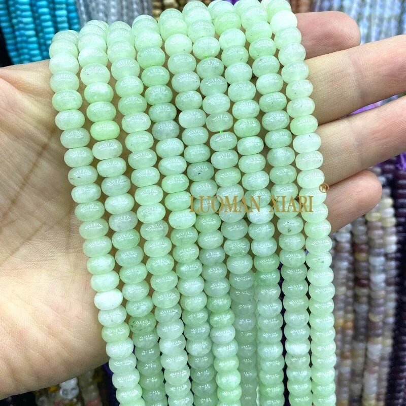 Бусины из зеленого халцедона LUOMAN XIARI 5x8 мм Изумрудный, light green 003