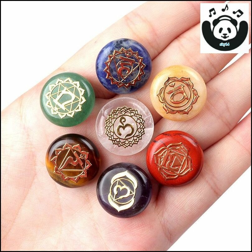 Эксклюзивный набор 7 камней чакр в бархатном мешочке