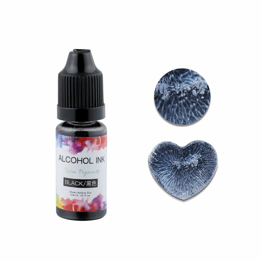 Алкогольные спиртовые чернила для эпоксидной смолы для творчества, 1шт по 10 мл , цвет черный