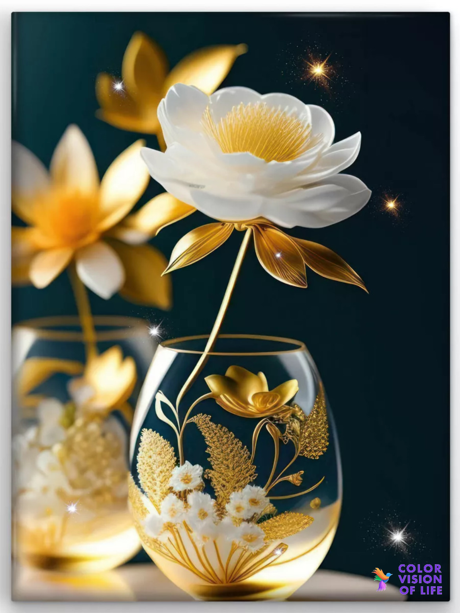 Алмазная мозаика на подрамнике «Лилии в вазе»