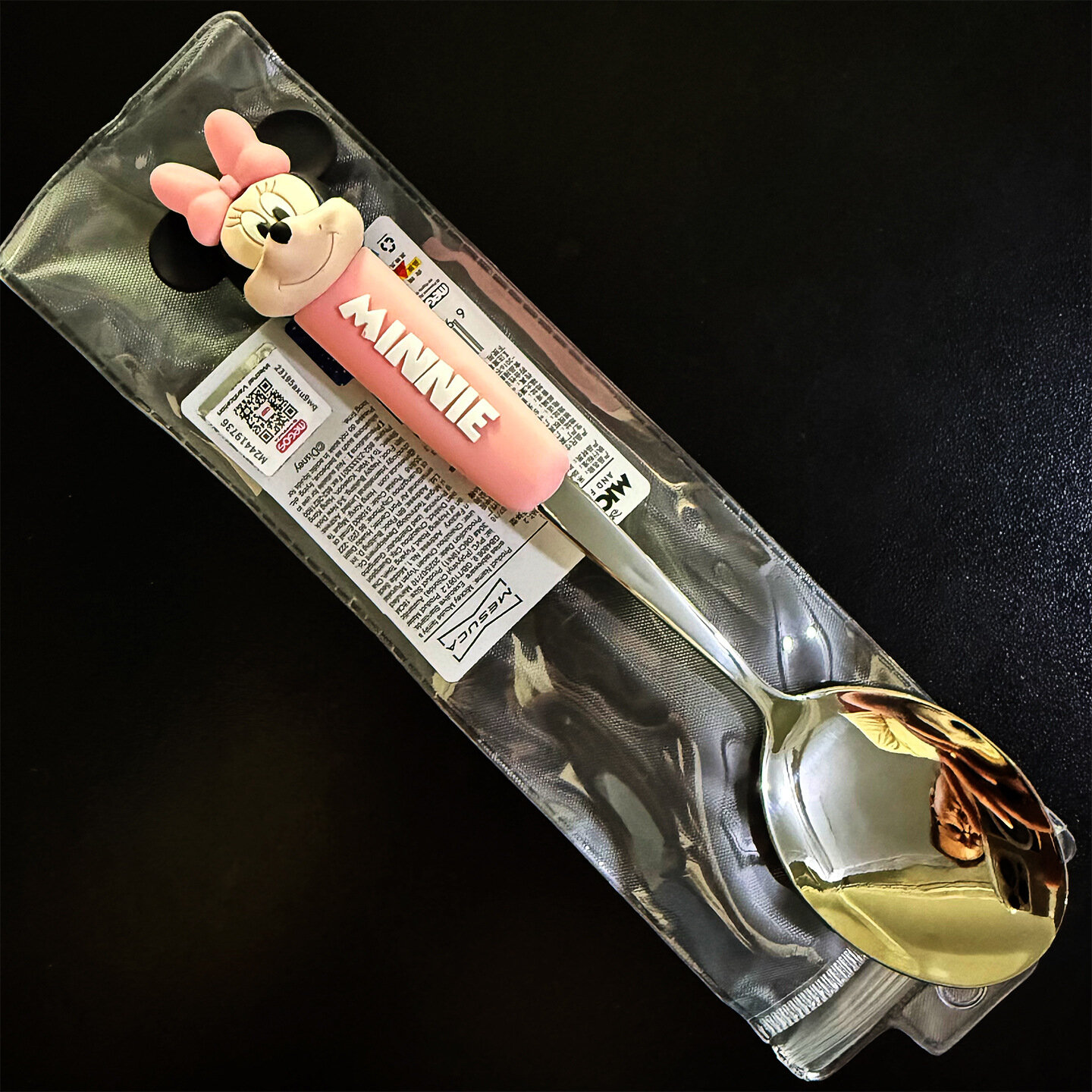 Силиконовая голова ложки и вилки Disney Winnie, нержавеющая сталь, детская ложка и вилка, фруктовая вилка, новая продукция, оптовая продажа ложек