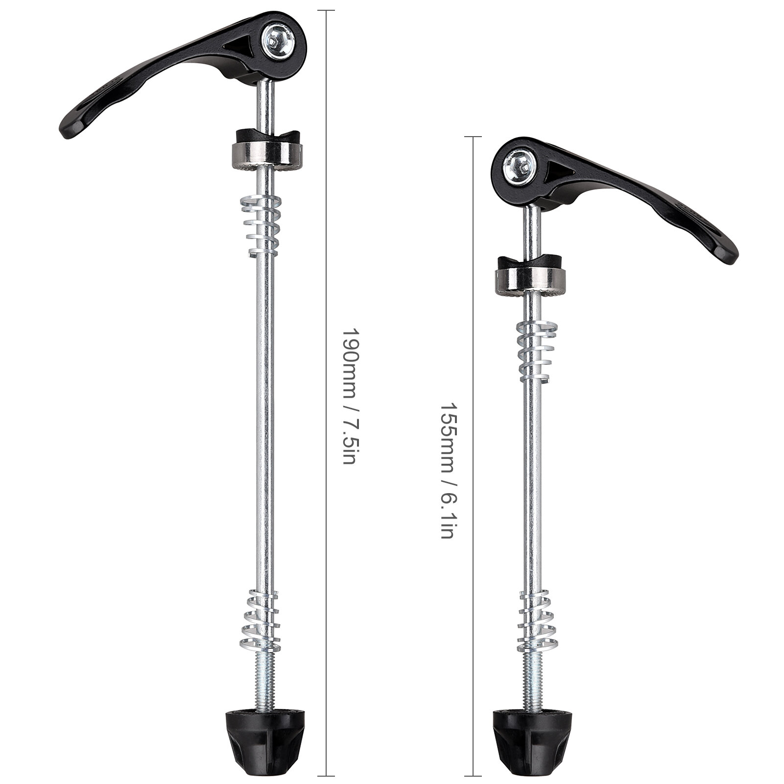 Быстроразъемные шампуры для велосипеда Shimano 155/190 мм, сталь + алюминиевый сплав, черный/серебристый