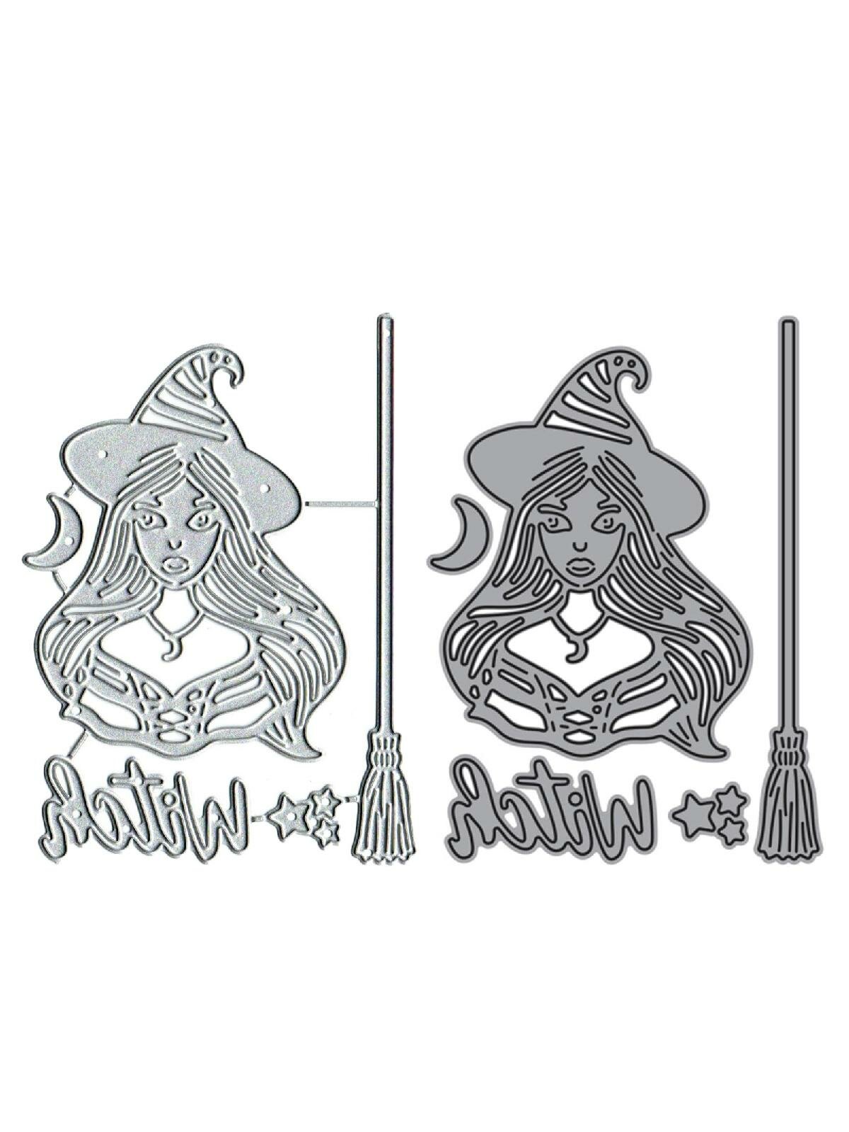 Металлические штампы для тиснения ведьмы на Хэллоуин Трафарет для тиснения карты Фотоальбом
