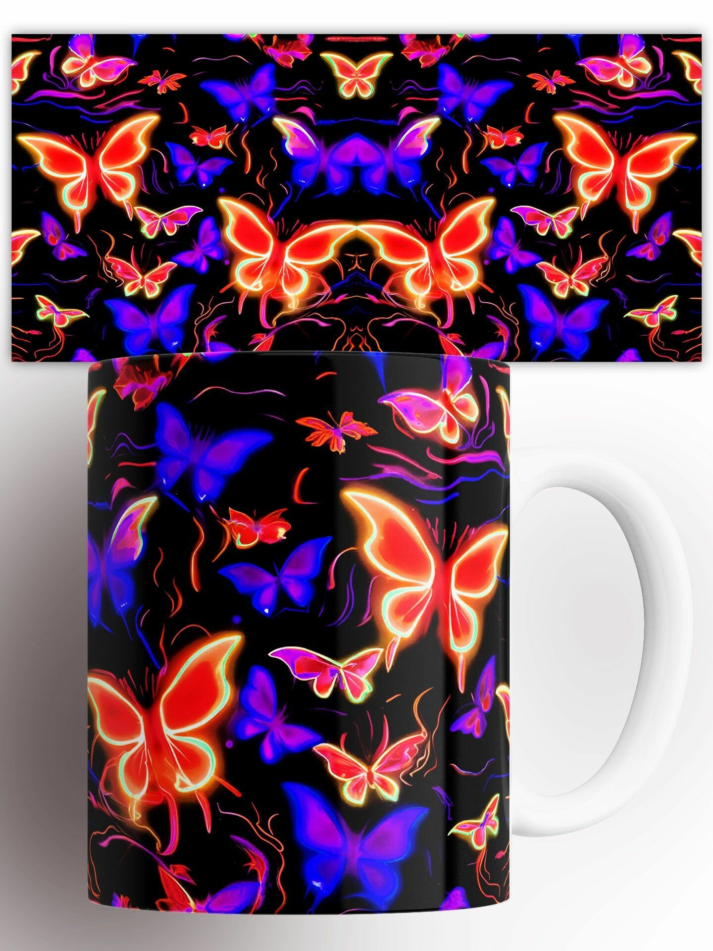 Кружка Бабочки неон 330 мл