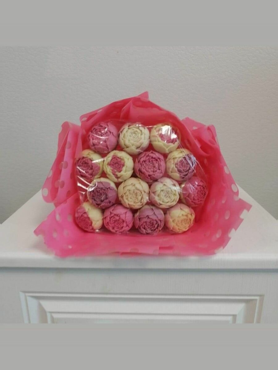 ShokoTrendy Сладкий букет из конфет шоколадный пионы, 15 штук, 300 гр