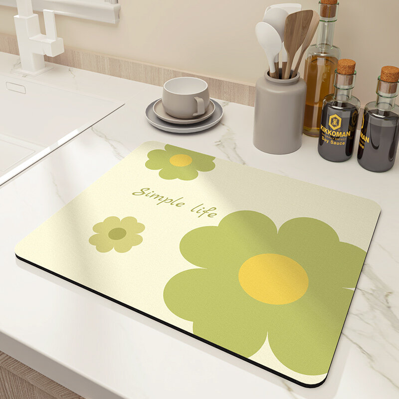 Кухонный коврик для сушки посуды, коврик для тарелок, милый поднос, нескользящий коврик для барной стойки, коврик для сушки, коврик для обеденного стола, впитывающий коврик