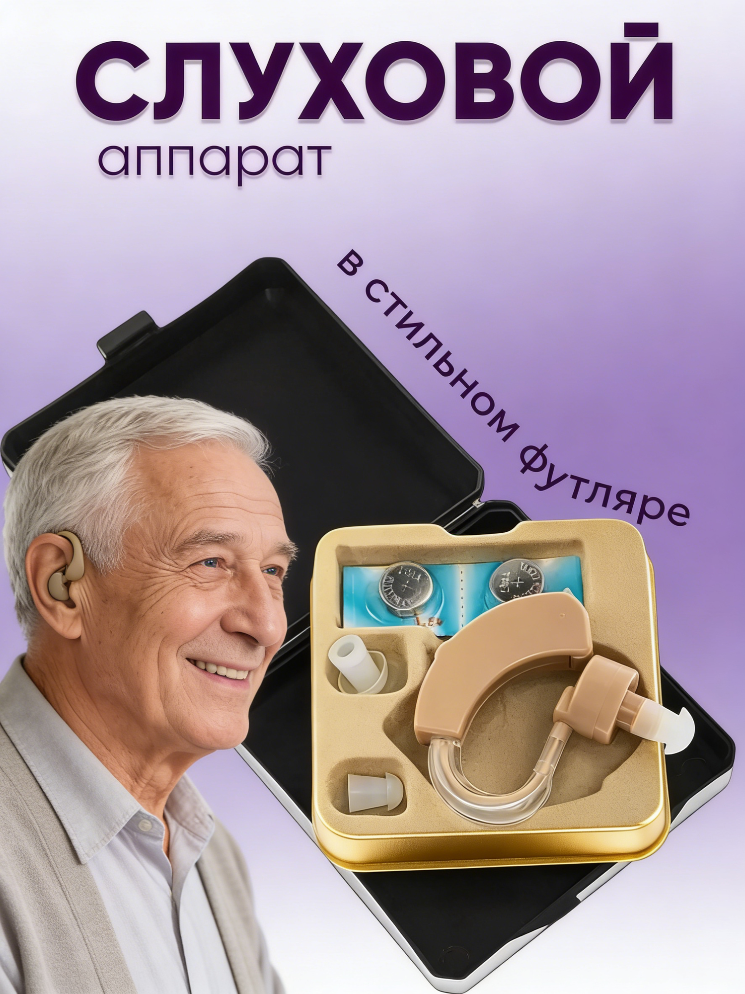 Усилитель слуха на аккумуляторе с функцией Bluetooth, заушный цифровой слуховой аппарат для пожилых