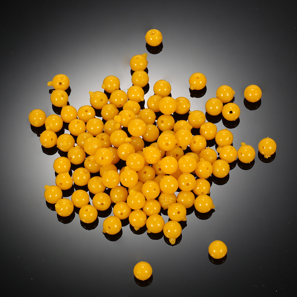 100 штук Пластиковые Наживки Для Рыбалки ПолуПлавающие С Запахом Шар Бусинка Фидер Кукурузный Аромат Искусственная Приманка Аксессуары Для Рыбалки, Материал TPR, Цвет Желтый, Диаметр 0.8см / 1см (доступно по выбору)