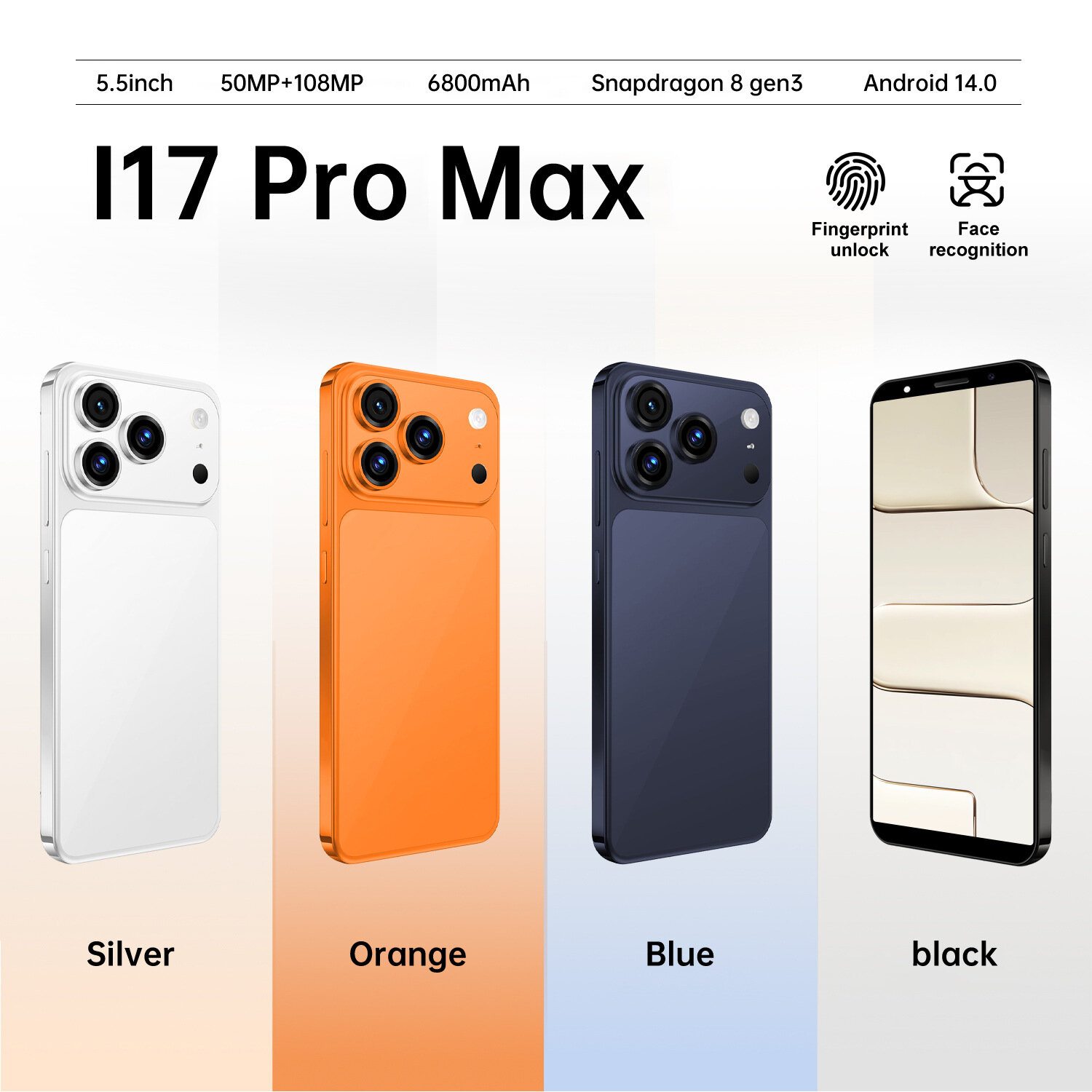I17 Pro Max, true 4G, 16+1 ТБ, 5,5-дюймовый экран, Android 14
