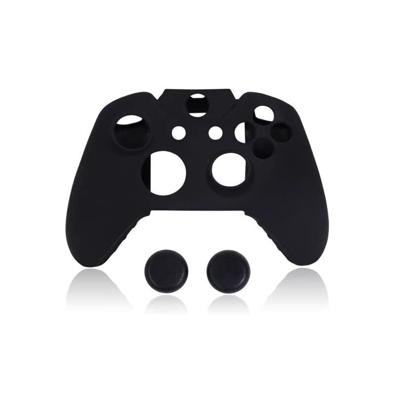 Силиконовый чехол для геймпада Xbox One (черный) + 2 накладки на стики