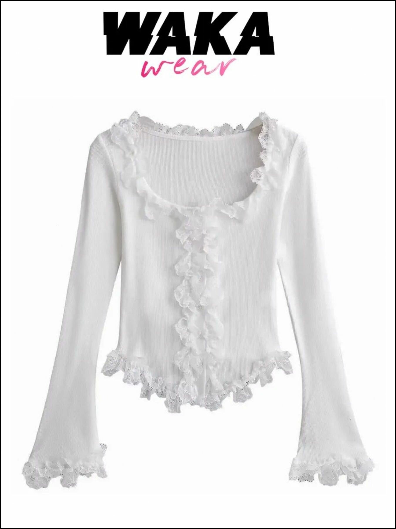 Топ кофта в стиле y2k coquette с длинными рукавами, эксклюзивный