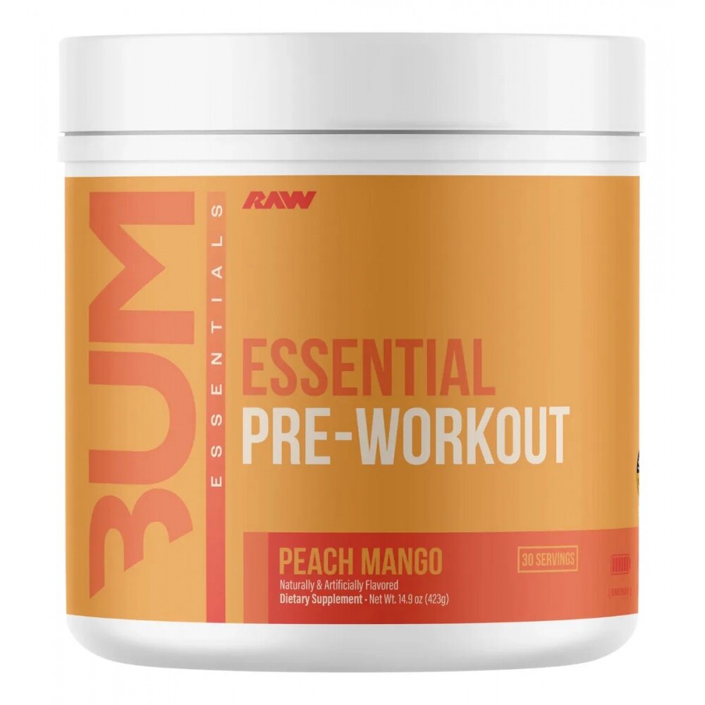 Предтреник Raw Nutrition Essential Pre-Workout, 423 г, Вкус Peach Mango / Персик Манго, Вес 423 г