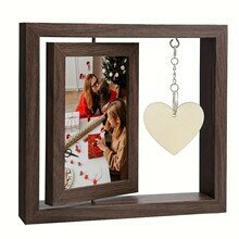 Креативная светящаяся вращающаяся двусторонняя деревянная фоторамка 6x6 для парного портрета, декор, DIY пустая рамка, оптовая продажа