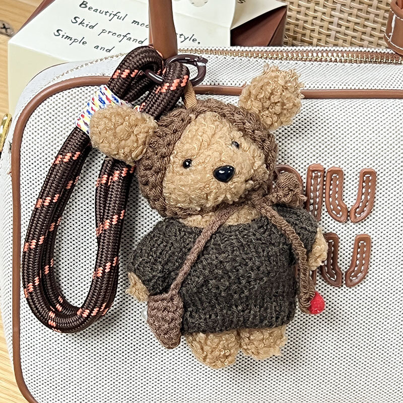 2026 Новейшая сумка Dongdaemun с милым уродливым медвежонком, подвеска, плетеный шнур, цветная веревка, кукла
