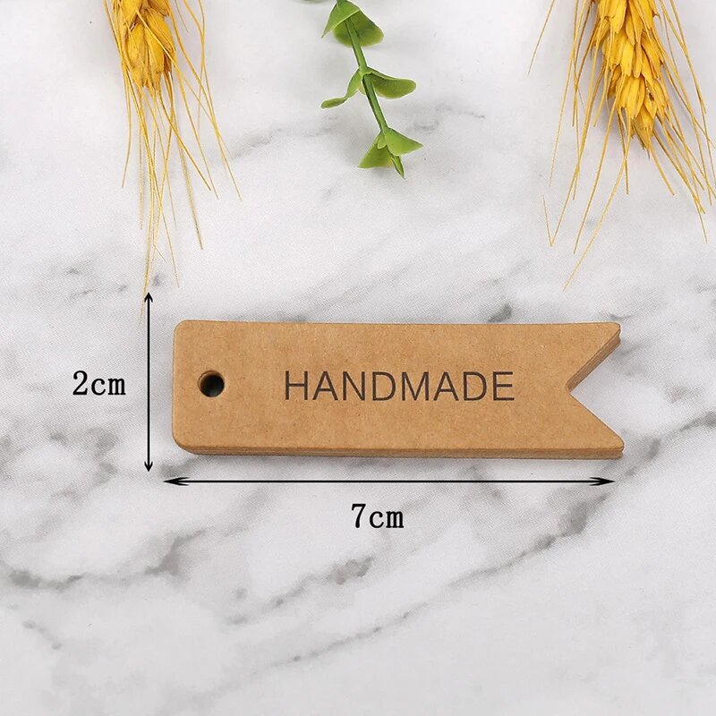 Подвесные бирки Handmade, хаки, 7x2 см