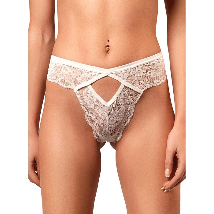 Ажурные соблазнительные трусики-танго с вырезами «Amor El», белые (S)