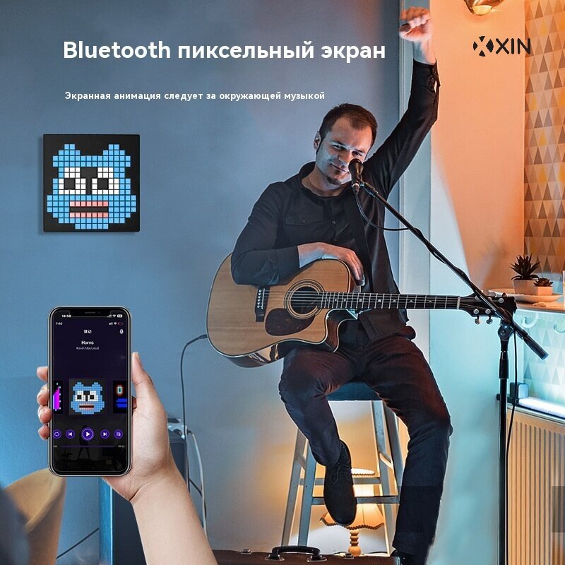 Пиксельный экран черного цвета, USB-источник питания, разрешение 32X32