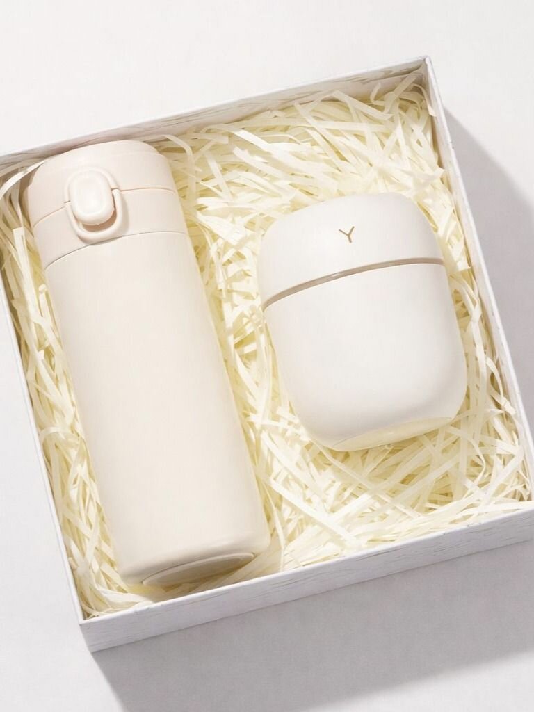 Подарочный набор с термосом и увлажнителем воздуха в подарочной коробке и пакете