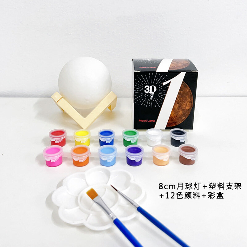 Расписанный вручную лунный светильник-ночник, светодиодный светильник для спальни, лунный светильник, лампа-планета в виде граффити своими руками