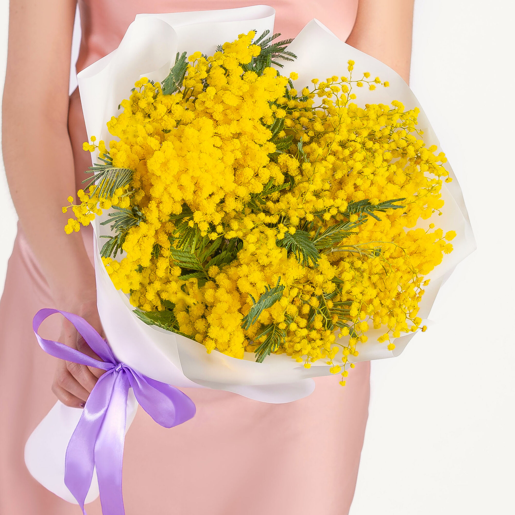 Букет Мегацвет24 "Мимоза", 2 пучка, желтый, в дизайнерской упаковке