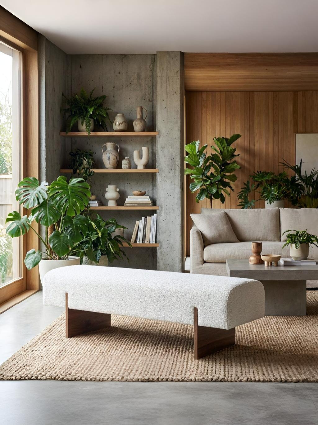 Банкетка в прихожую, спальню Баунти, Дуб Кастелло/Молочный, ткань Verena МК 4000