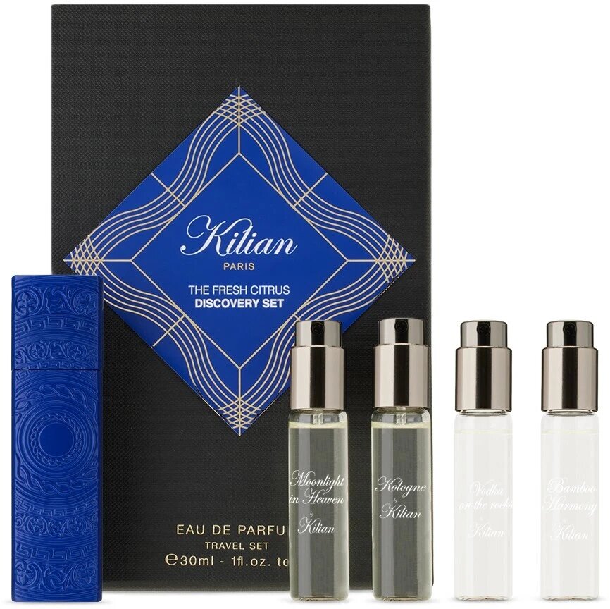 By Kilian The Fresh Citrus Discovery Set 4 X 7,5 ml ( Bamboo Harmony, Kologne Shield of Protection, Moonlight in Heaven, Vodka on the Rocks, Atomizer Blue )