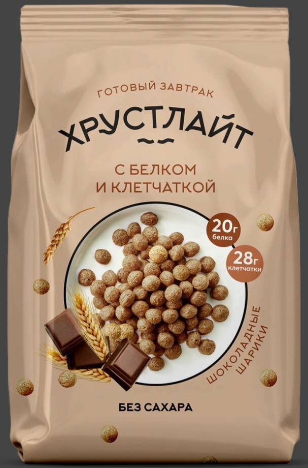 Сухой завтрак Хрустлайт с белком и клетчаткой шоколад