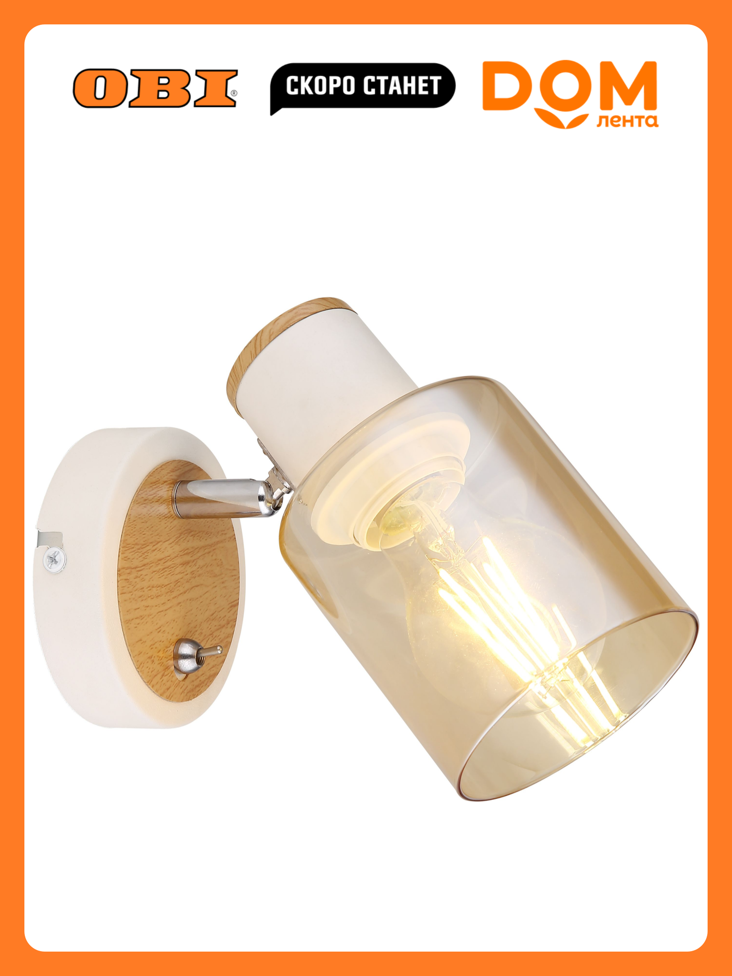 Светильник Rivoli Jamilly, E27, 40Вт, поворотный, с выключателем