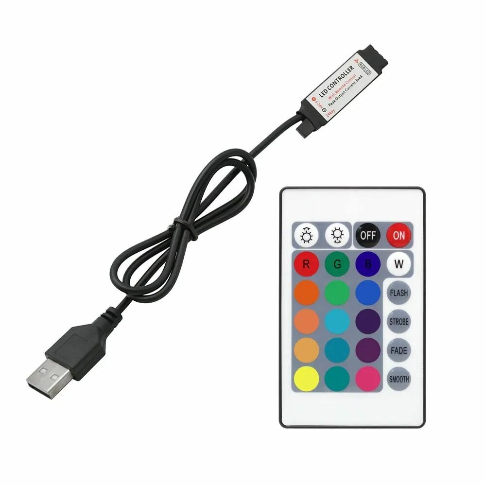 Контроллер управления светом для USB 5V 6A RGB светодиодной ленты с 24 клавиши инфракрасным пультом управления