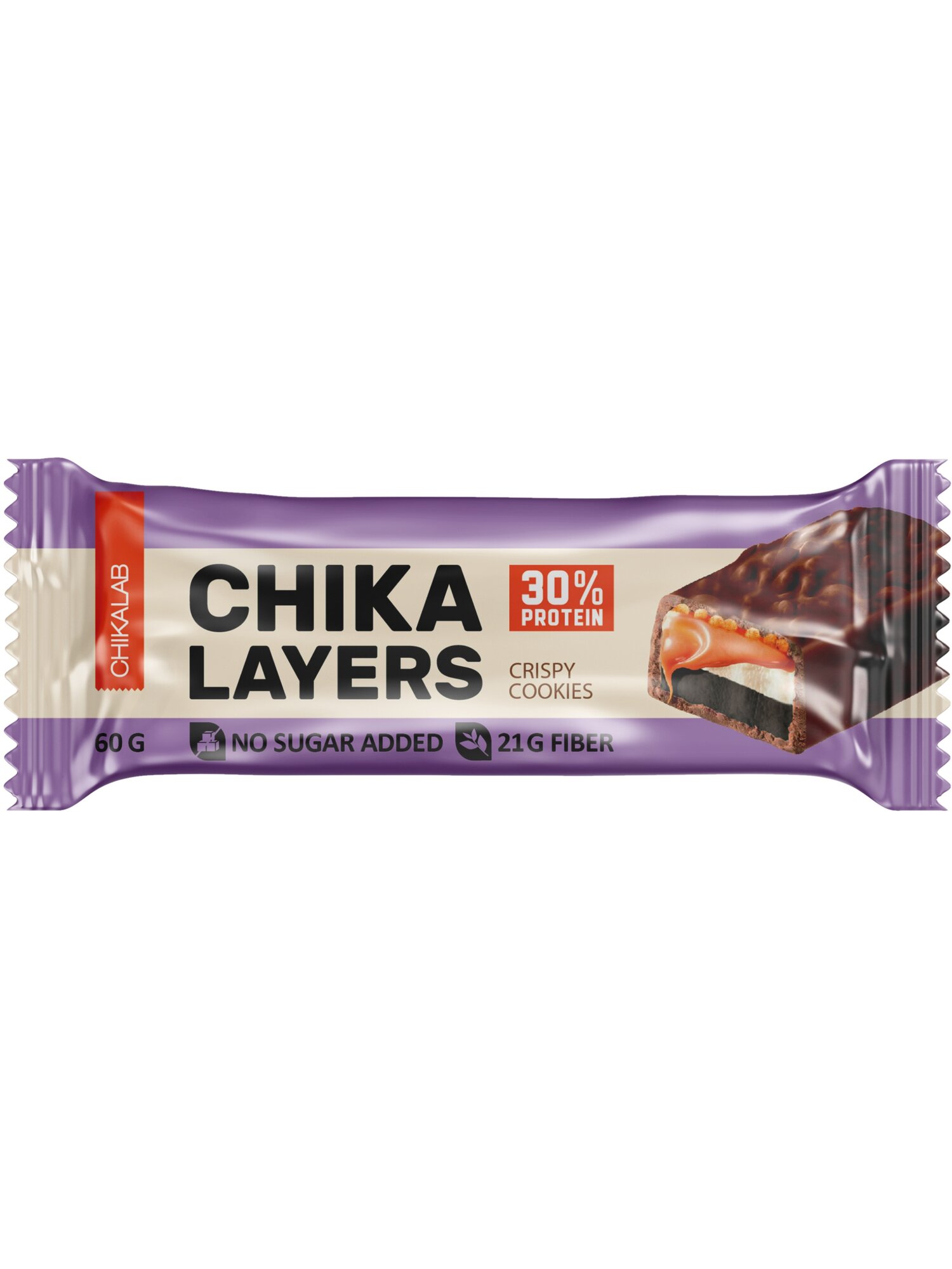 Протеиновый батончик Chikalab Chika Layers 20 x 60 г, Хрустящее печенье с двойным шоколадом